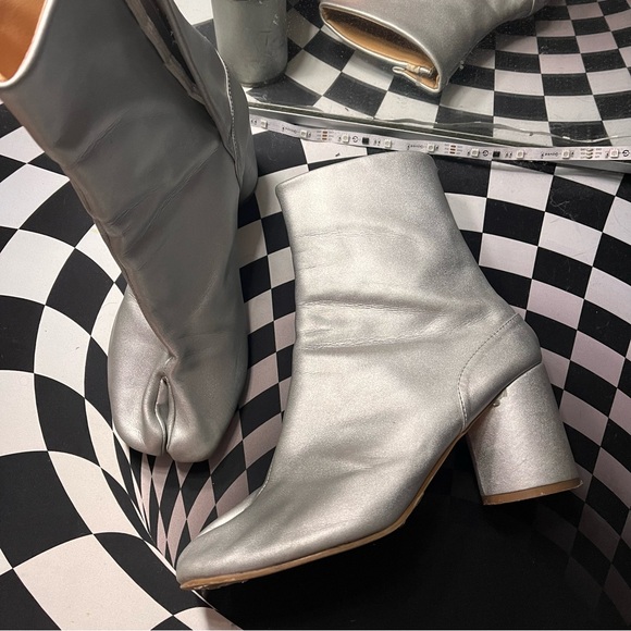 Shoes | Silver Tabi Style Heeled Ankle Boots | Poshmark